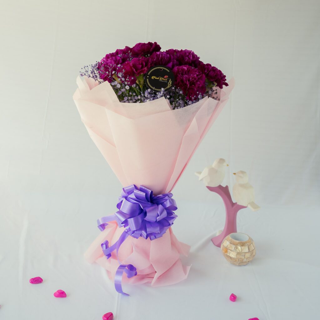 Plum Haze - Bouquet of Carnations - Flower delivery in Bangalore